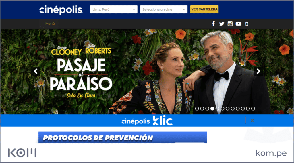 Las mejores páginas web de cines en Perú en el 2025