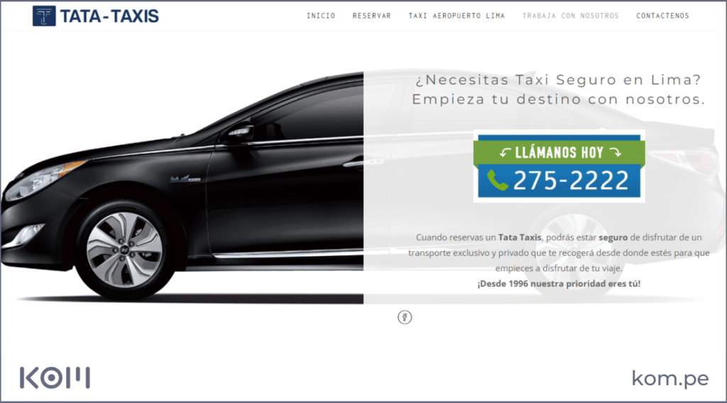 Mejores Páginas Web de taxis en Perú | KOM Agencia Digital